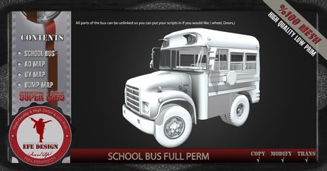 Second Life Marketplace - School Bus Full Permission EFE DESIGN