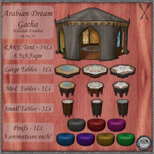 Second Life Marketplace - ~*S.E.*~ Arabian Dream Gacha Set - Pouf - Red