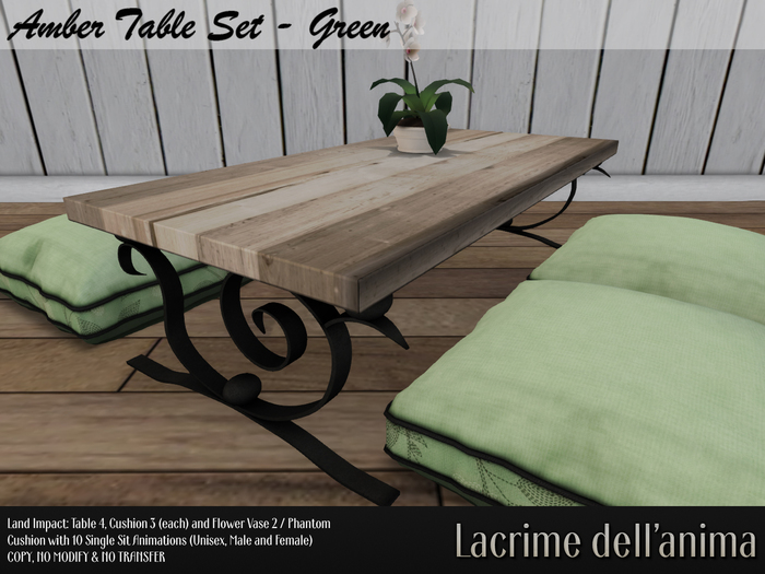 Second Life Marketplace - Amber Table Set - Green