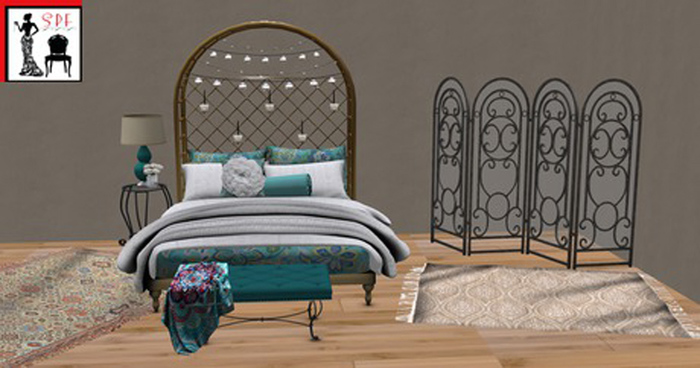 Second Life Marketplace - Boho Trellis Bed Bedroom Set Kiss & Cuddle PG ...