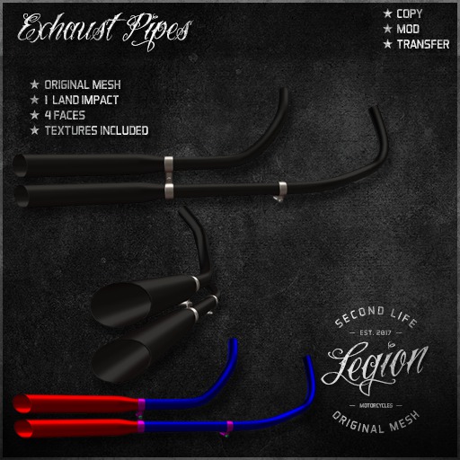 Second Life Marketplace - Legion Motors - Exhaust Pipes (FULL PERM)