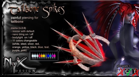 Second Life Marketplace - ** NyX ** Piercing SET: Spine Spikes (MALE ...