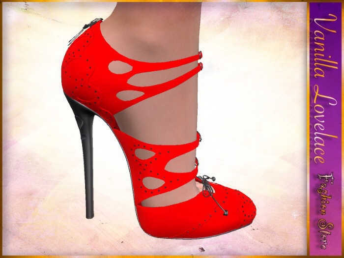 Second Life Marketplace Lovelace Cut Out Steampunk Heels Red Latex