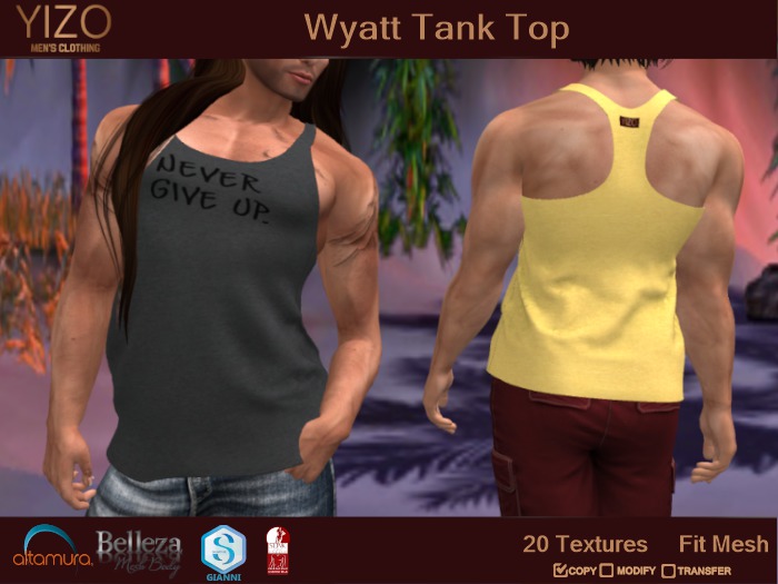 Second Life Marketplace - Wyatt Tank Top by YIZO for Altamura, Belleza ...