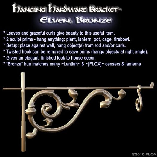 Second Life Marketplace - Hanging Hardware Bracket - Elven, Bronze (mod ...