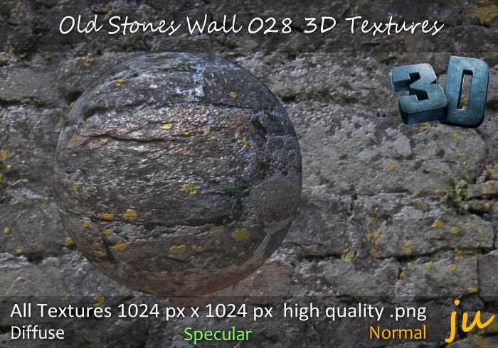 Second Life Marketplace - JU Old Stones Wall 028 3D Textures Full Perm