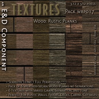 Second Life Marketplace - [WRP017] 6 Weather-Worn Sectioned Wood Plank ...