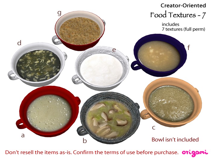 Second Life Marketplace - origami~* Food Textures 7 - puree