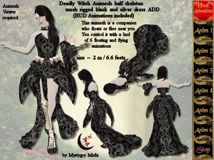 Second Life Marketplace - Deadly Witch Animesh half skeleton rigged ...