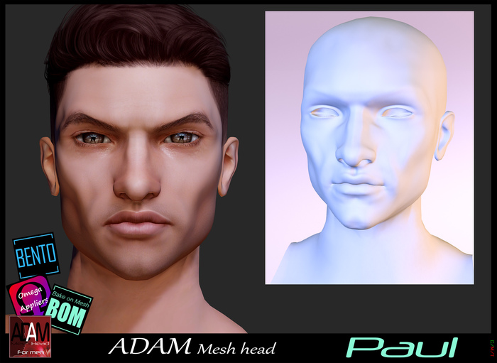 Second Life Marketplace - *!*Adam Mesh Head2- Paul - BOM Bento