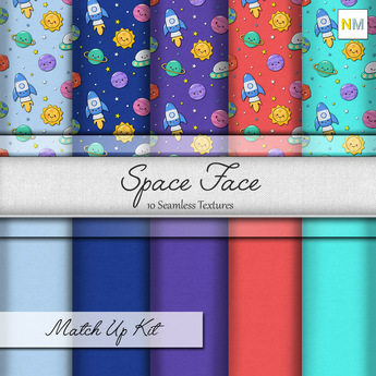 Second Life Marketplace - Space Face Matchup Kit 10 Seamless Fabric ...