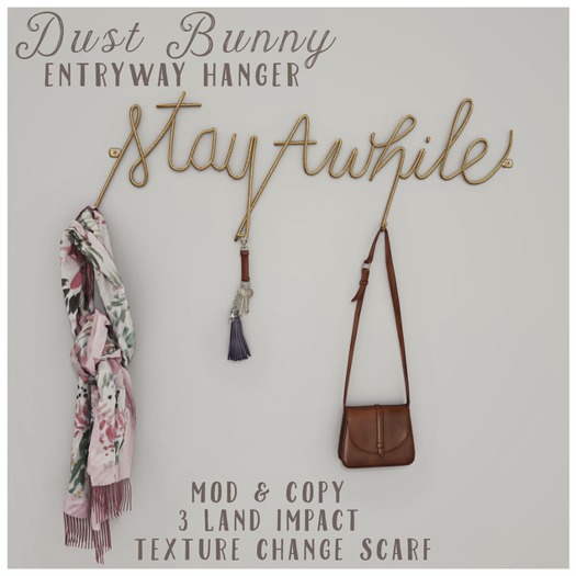 Second Life Marketplace - dust bunny . stay awhile entryway hanger . boxed