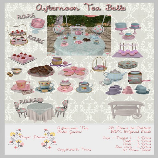 Second Life Marketplace - *Paper Flowers* ~Afternoon Tea Belle: Plates