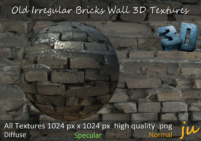 Second Life Marketplace - JU Old Irregular Bricks Wall 3D Textures Full ...