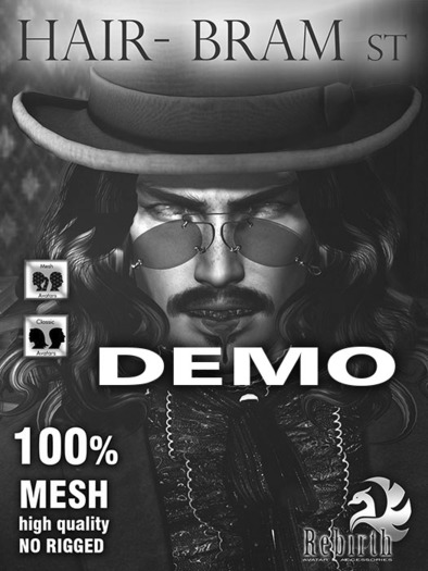 Second Life Marketplace - [//REBIRTH/]-Hair Bram ST-BLACK DEMO