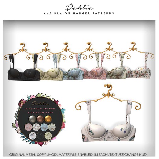 Second Life Marketplace - Dahlia - Ava - Bra On Hanger - Patterns