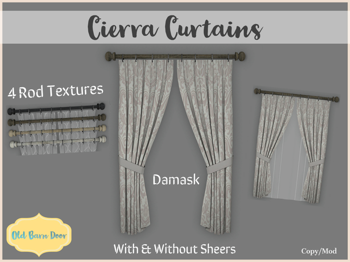 Second Life Marketplace {obd} Cierra Curtains Damask