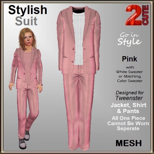 Second Life Marketplace - 2cute Stylish Suit - Pink