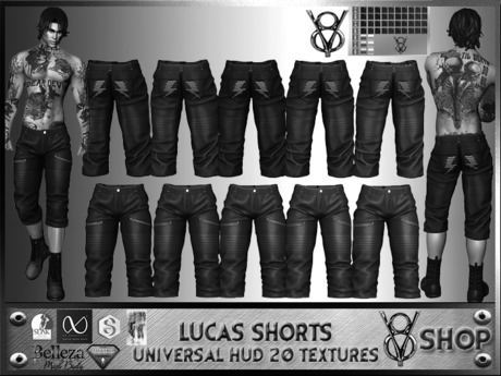 Second Life Marketplace - +V8 SHOP+ LUCAS SHORTS UNIVERSAL HUD 20 ...