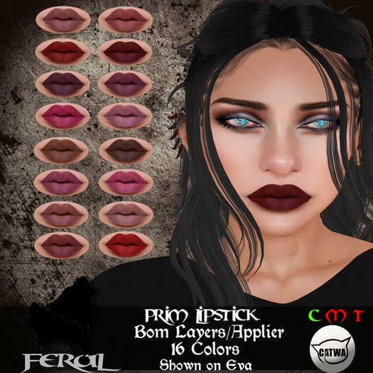 Second Life Marketplace - .:Feral - Prim Lipstick (Catwa)