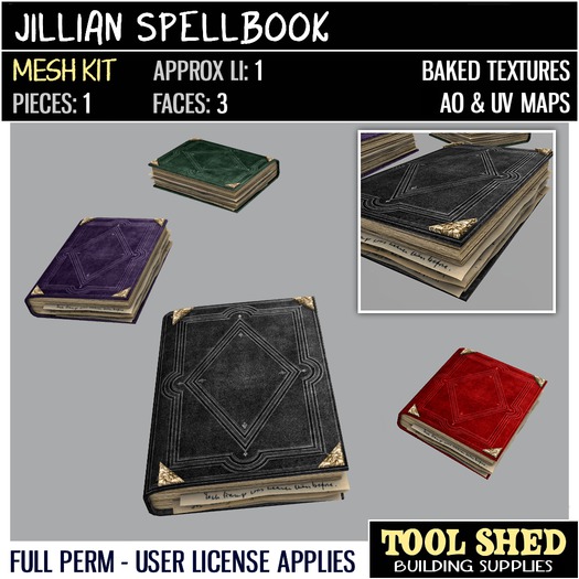Second Life Marketplace - Tool Shed - Jillian Spellbook Mesh Kit - Halloween Decoration