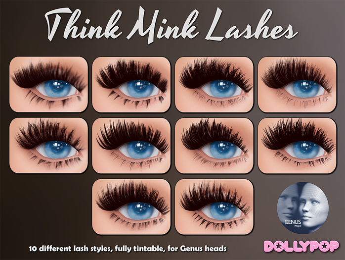 Second Life Marketplace - ~Dollypop~ Think Mink Lashes For Genus - 10 ...