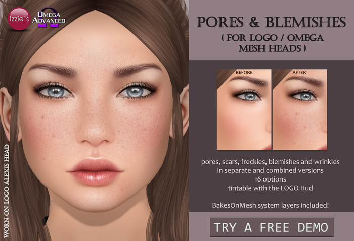 Second Life Marketplace - Izzie's - Pores & Blemishes (LOGO Omega)