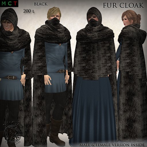 Second Life Marketplace - ViGo - Fur Cloak black