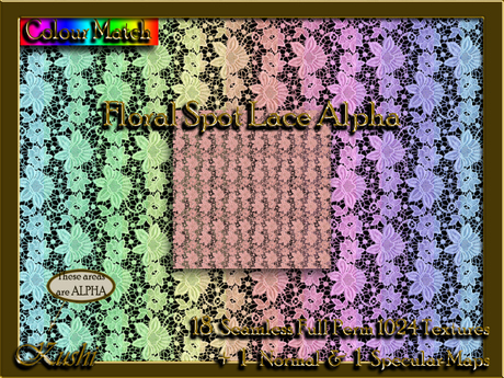 Second Life Marketplace - Floral Spot Lace Alpha Textures