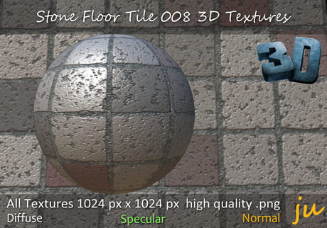 Second Life Marketplace - JU Stone Floor Tile 008 3D Textures Full Perm