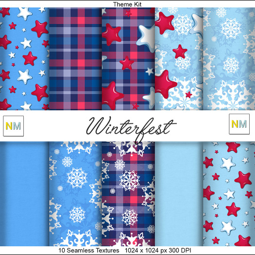 Second Life Marketplace - Winterfest Theme Kit 10 Seamless Fabric ...