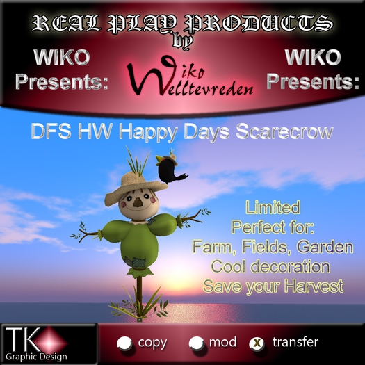 Second Life Marketplace - WIKO presents DFS HW Happy Days Scarecrow ...