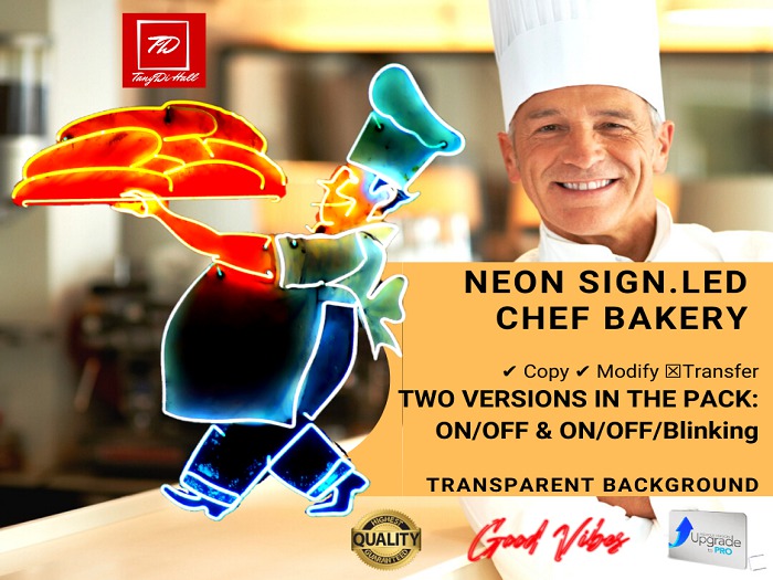 Second Life Marketplace - ON/OFF/Blinking Neon sign. Chef Bakery