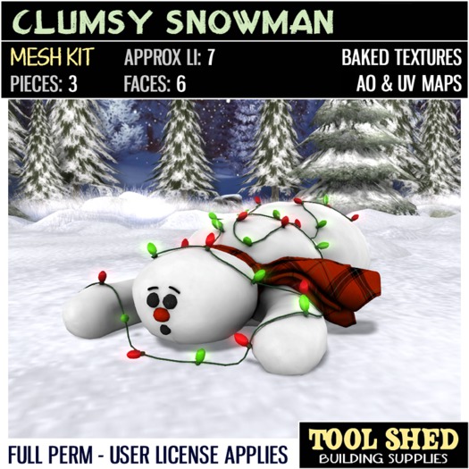 Second Life Marketplace - Tool Shed - Clumsy Snowman Kit - Christmas ...