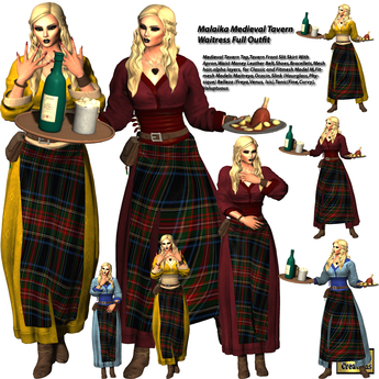 Second Life Marketplace - Malaika Medieval Tavern Waitress Full Outfit Bxd