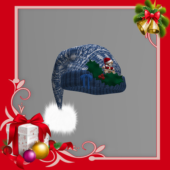 Second Life Marketplace - V2V Blue woolie Beary Christmas Santa Hat v2