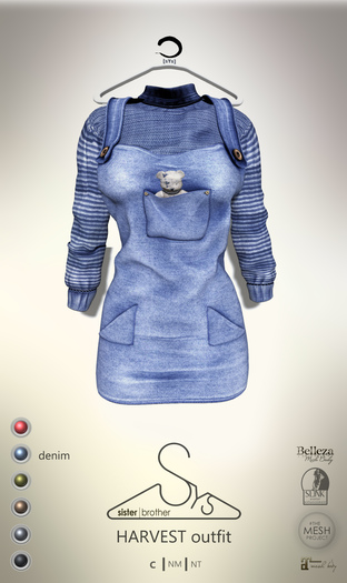 Second Life Marketplace - [sYs] HARVEST outfit (fitted & body mesh) - denim