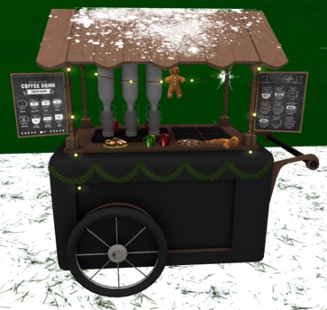 Second Life Marketplace - christmas coffee cart w. animated gingerbread VB