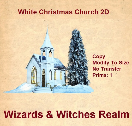 Second Life Marketplace - White Christmas Church 2D Box