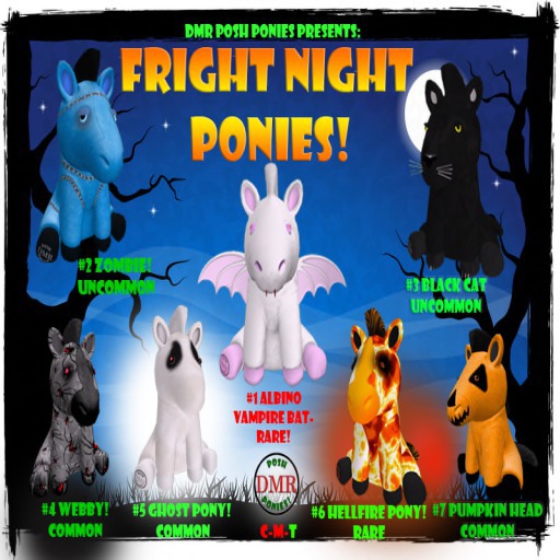 Second Life Marketplace - DMR-Posh Ponies-Fright Night! #3 Black Cat Pony!