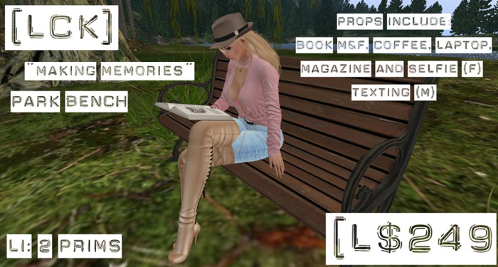 Second Life Marketplace - [LCK] "Making Memories" Park Bench Unpacker ...