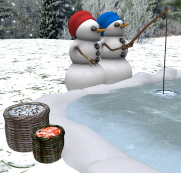 Second Life Marketplace - snow woman and man fishing VB