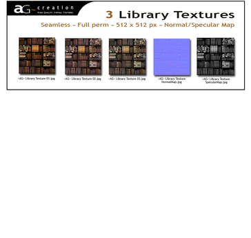 Second Life Marketplace - ~AG~ Creation ~ 3 Library Textures 2 Full Perm