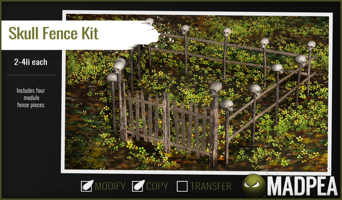 Second Life Marketplace - MadPea Skull Fence Kit