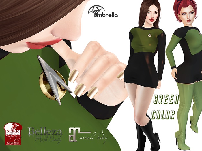 Second Life Marketplace - GREEN Sexy Star Fleet OS & NTG Crew Uniforms ...