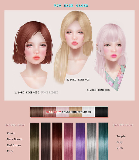 Second Life Marketplace - VCO HAIR _ Yoko Hime [001] _ Khaki