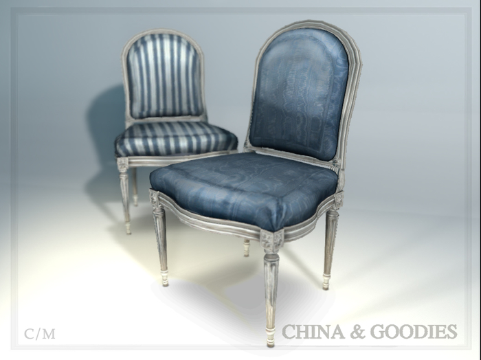 Second Life Marketplace - Neoclassical painted chair - Blue set -C&G-
