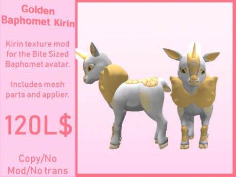 Second Life Marketplace - INABA : Bite size baphomet kirin mod (Golden)
