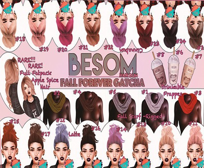 Second Life Marketplace - *Besom Hair~ Latte #16 *Blacks*