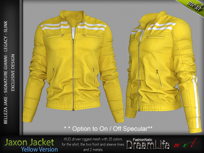 Second Life Marketplace - FashionNatic - Jaxon Jacket Yellow Pale ...
